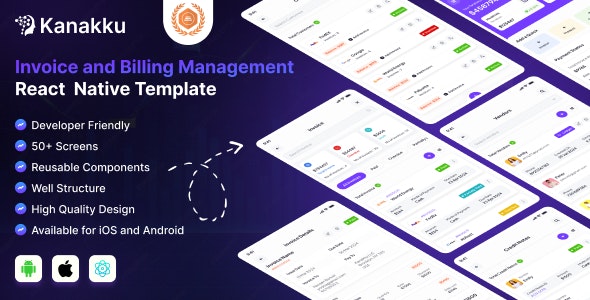 Kanakku Invoice And Billing Management React Native Template Nulled